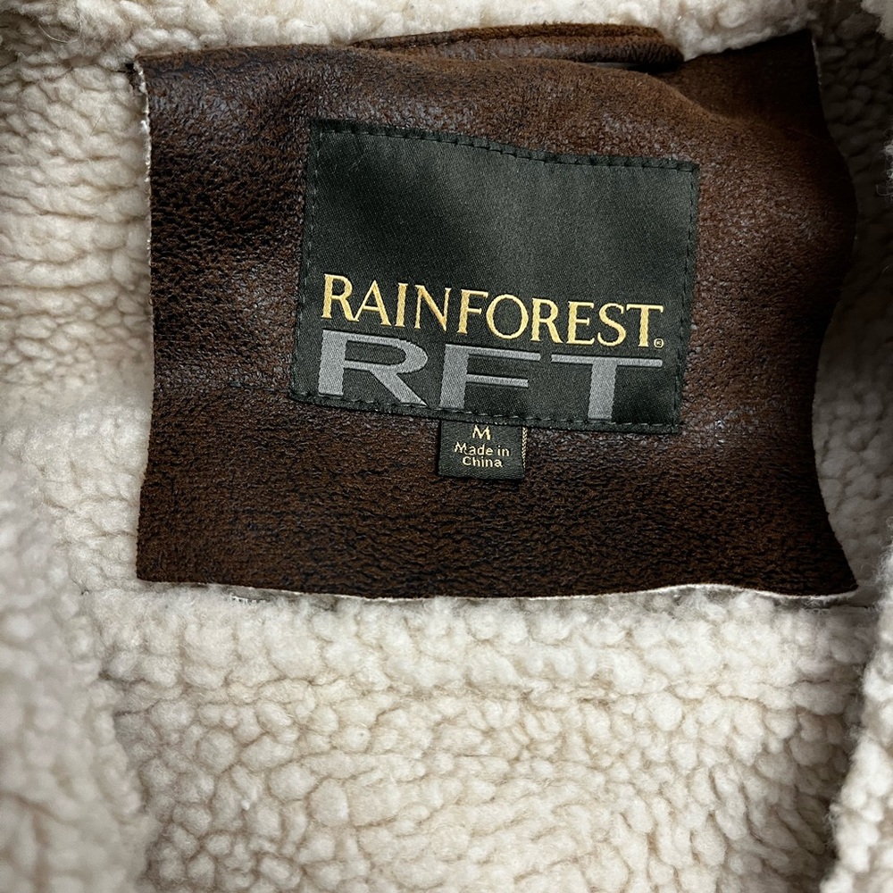 Rainforest Faux Leather Shearling Lined Brown Aviator… - Gem